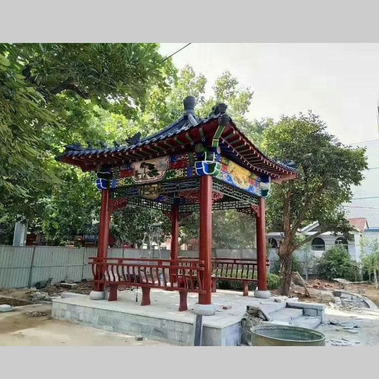 辽宁六角古建凉亭制作厂家 水泥油漆彩画凉亭 木结构古代凉亭 钢构仿木凉亭