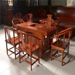 中式榆木雕刻茶桌椅可定制欢迎致电