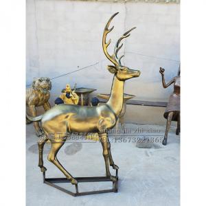 铜雕梅花鹿铜麋鹿大型动物雕塑纯铜大角鹿广场公园草坪雕塑定制