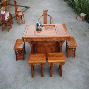 中式榆木雕刻茶桌椅厂家直销可定制